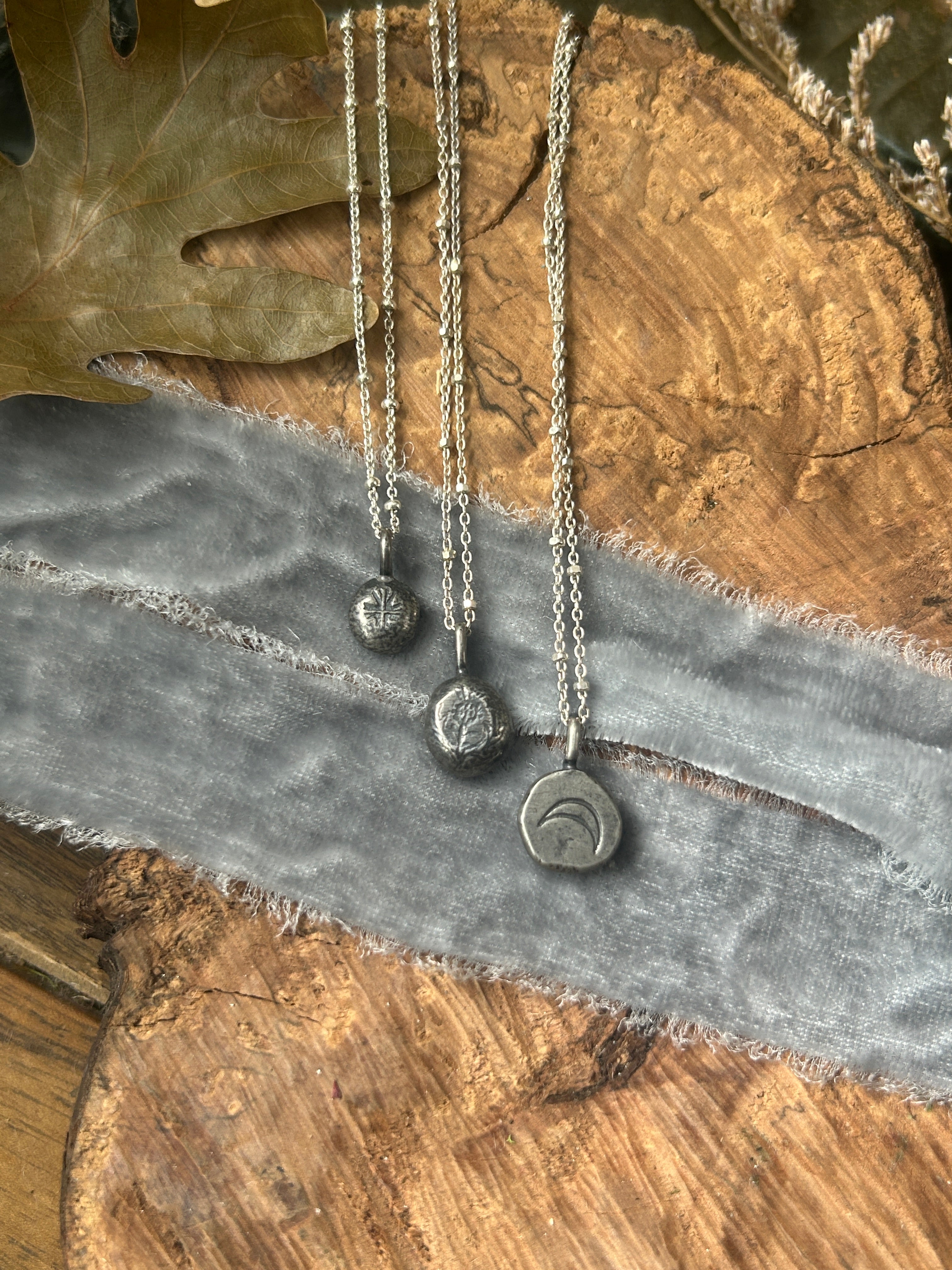 Reclaimed Sterling silver star pebbles- reversible necklace – Cyan Owl