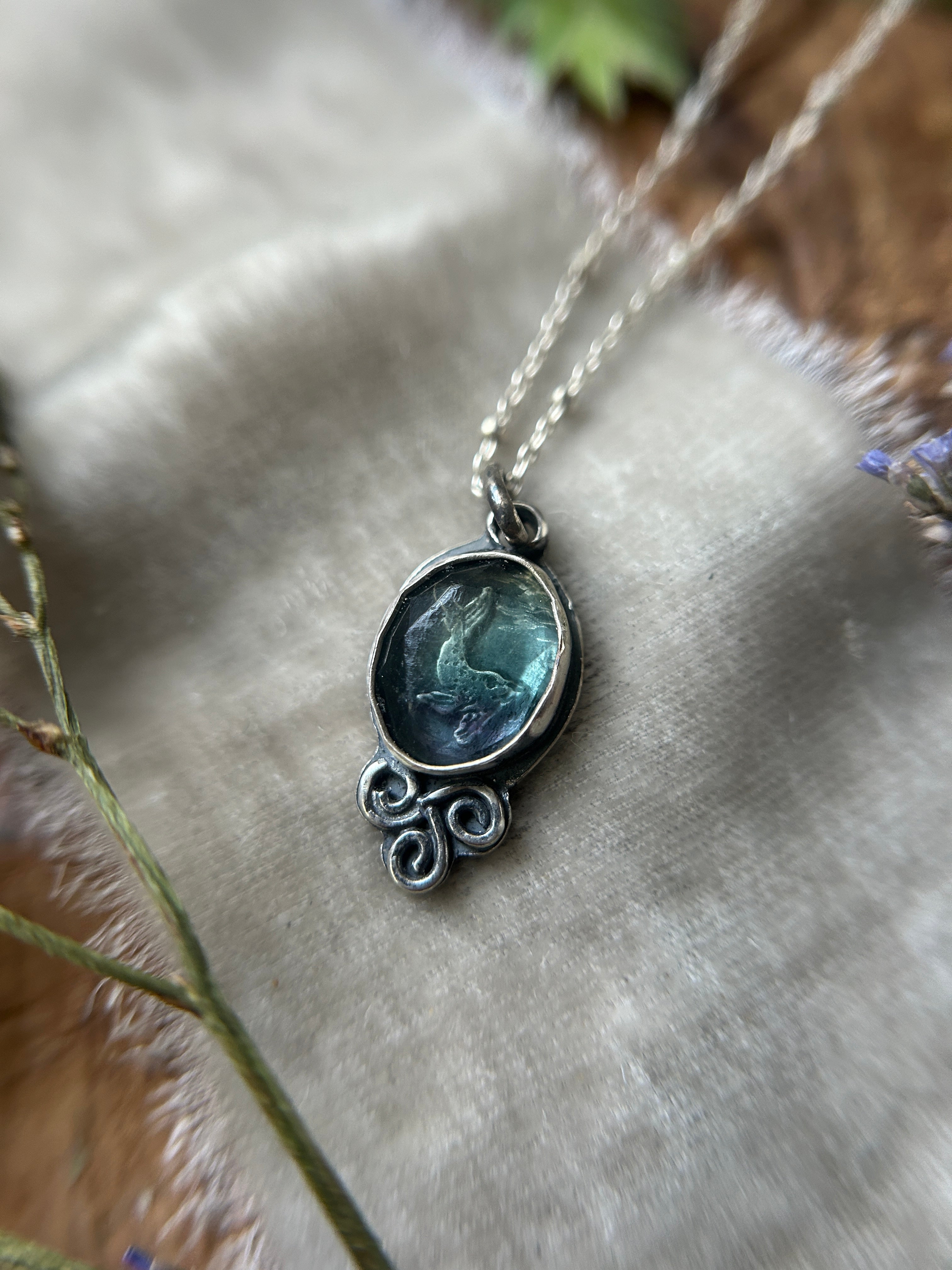 Fluorite Selkie Seal Necklace- sterling silver metalsmith made jewelry ...